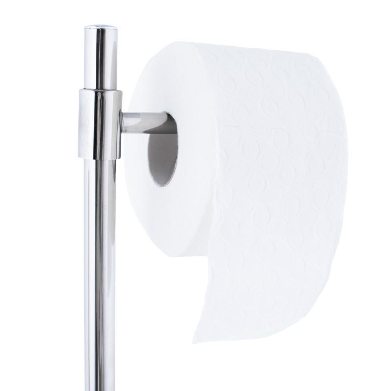 Srebrny stojak WC 3w1 z uchwytem na papier i szczotką Yoka Home ...